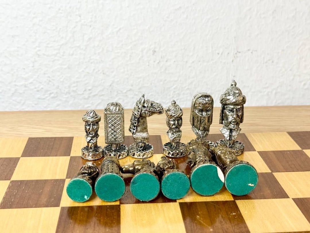 Rare German Chess Set Made of Metal in Original Box in Very Good ...
