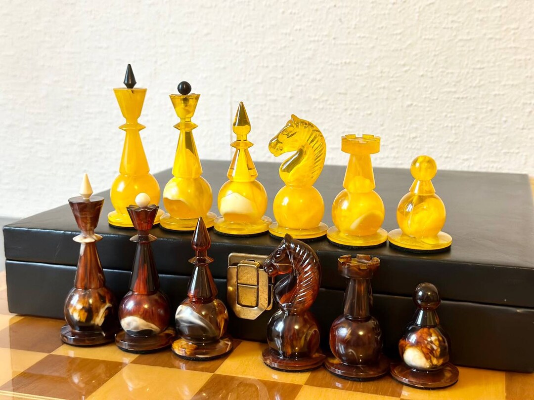 Amber Chess Pieces in Very Good Condition ambroide Gift - Etsy