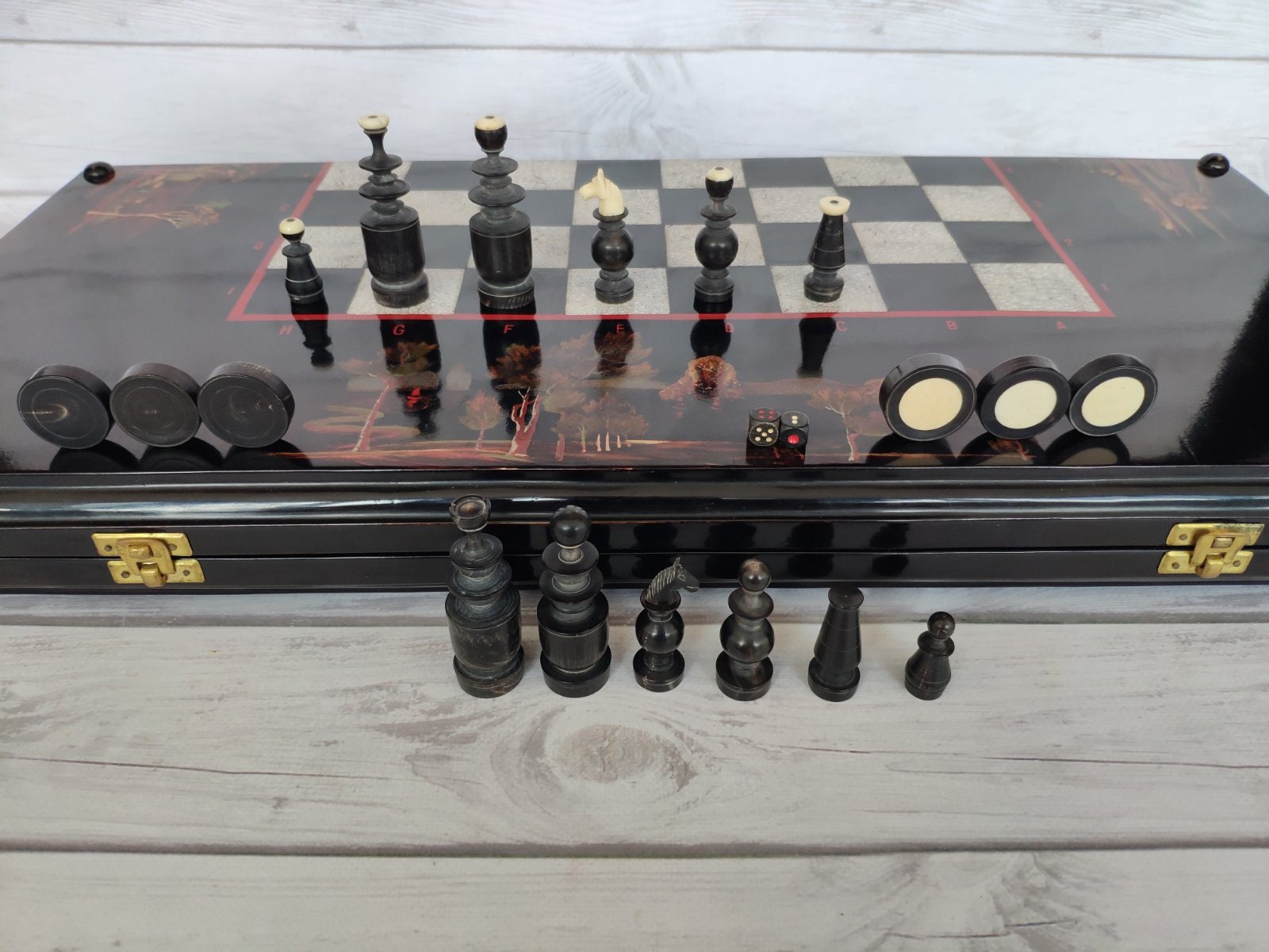 Vintage Chess Set Vietnam Chess Vietnam Backgammon Vietnam - Etsy Finland