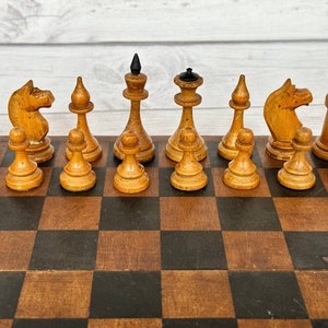 Soviet Chess Set Made of Wood 50s Vintage Medium Size in Very - Etsy