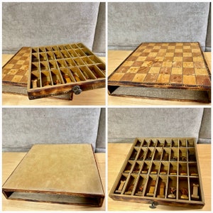 Antique Germany Handmade Chess Set 50s Vintage . Chess Board 70s ...
