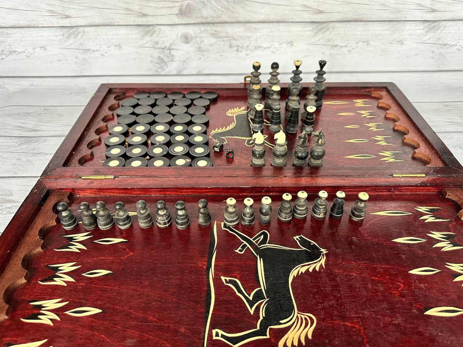 Vietnam Game Set 3 in 1: Chess Checkers and Backgammon. Great - Etsy