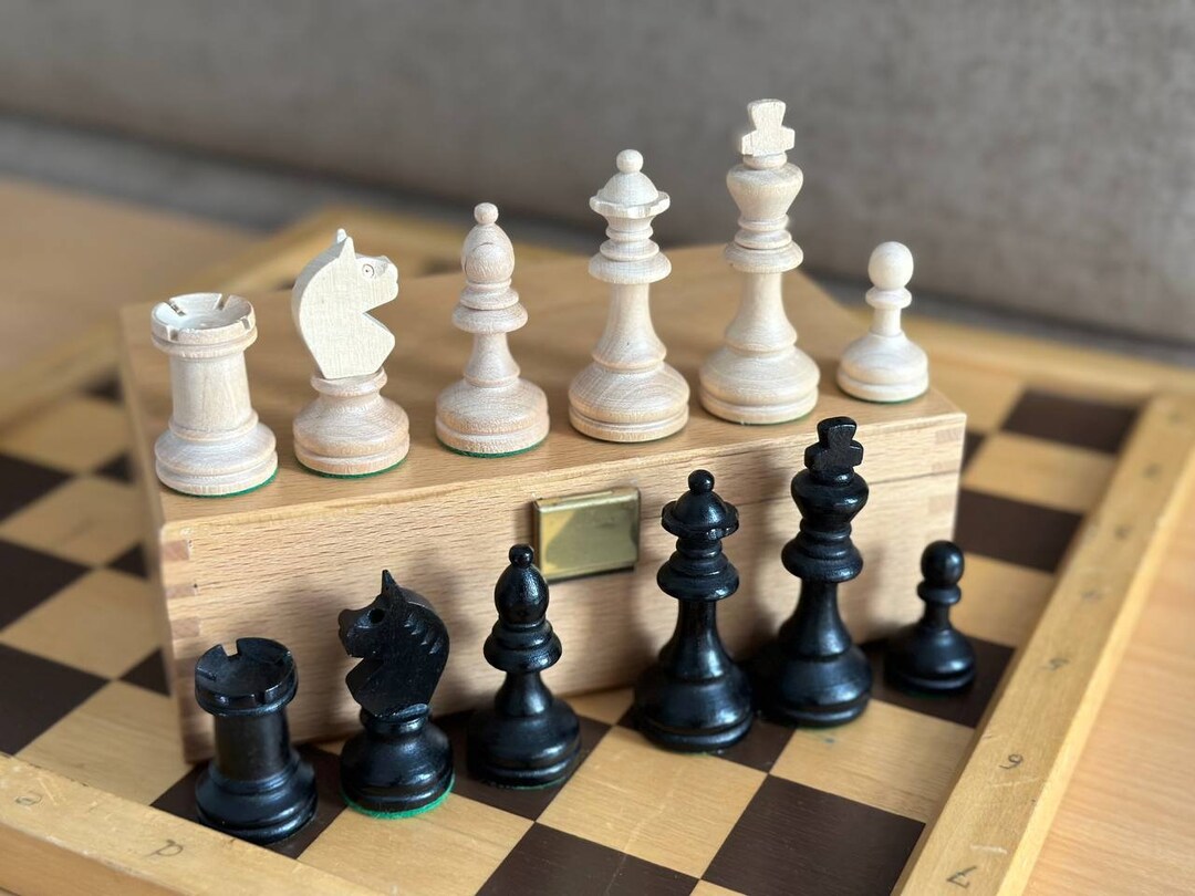 Vintage Germany Wooden Chess Set 80s Vintage in Good Condition. Great ...