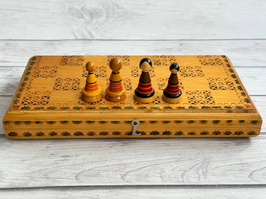 Soviet Checkers Set Handmade in the Style of "matryoshka" in Very Good ...