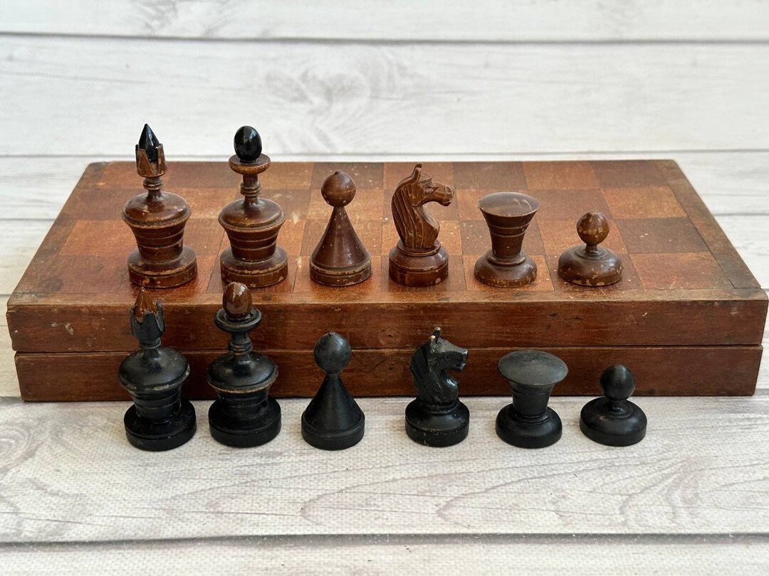 Antique Soviet Chess Set 20s Vintage Made of Wood in Very Good ...