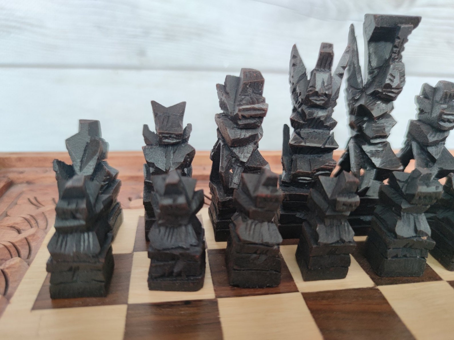 Indonesian Chess Backgammon With Wooden Box Handmade 80s - Etsy