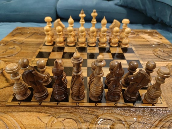 Large Russian Chess Backgammon Handmade Wooden Checkers in - Etsy