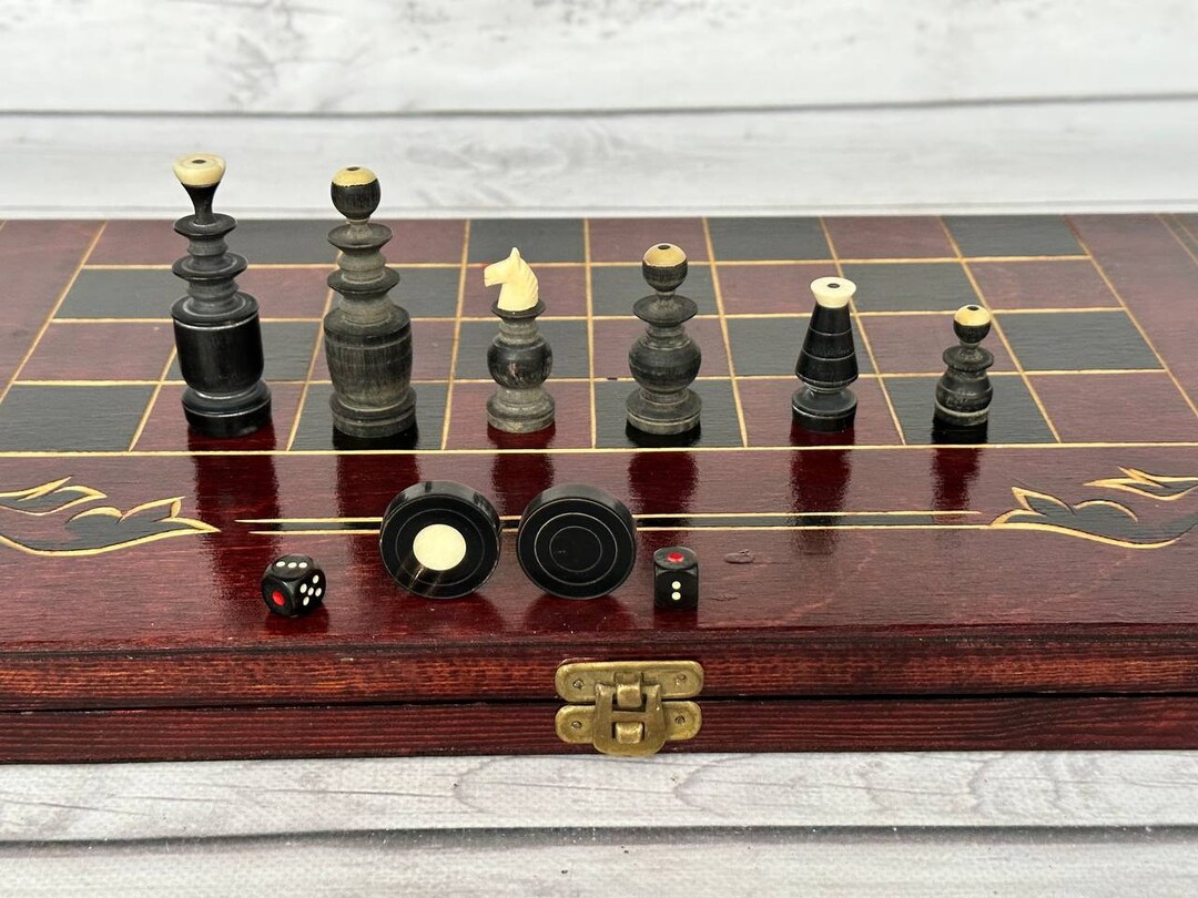 Vietnam Game Set 3 in 1: Chess Checkers and Backgammon. Great - Etsy