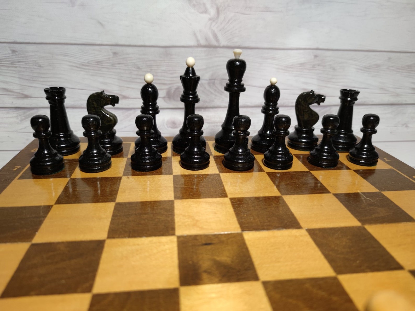 Soviet Chess Set With Board. Wood Chess Pieces With Chess Board. Great ...