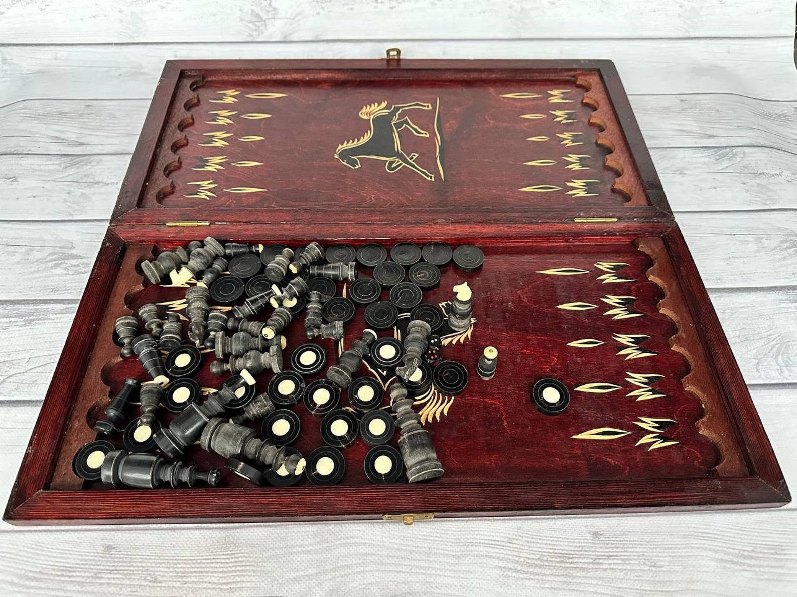 Vietnam Game Set 3 in 1: Chess Checkers and Backgammon. Great - Etsy