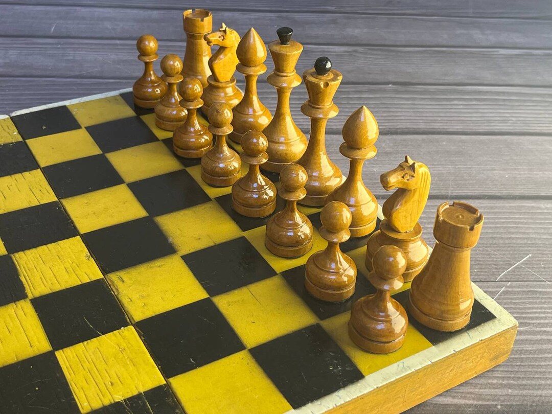 Rare USSR Wooden Chess Set 50s Vintage Chess Pieces Good Condition ...