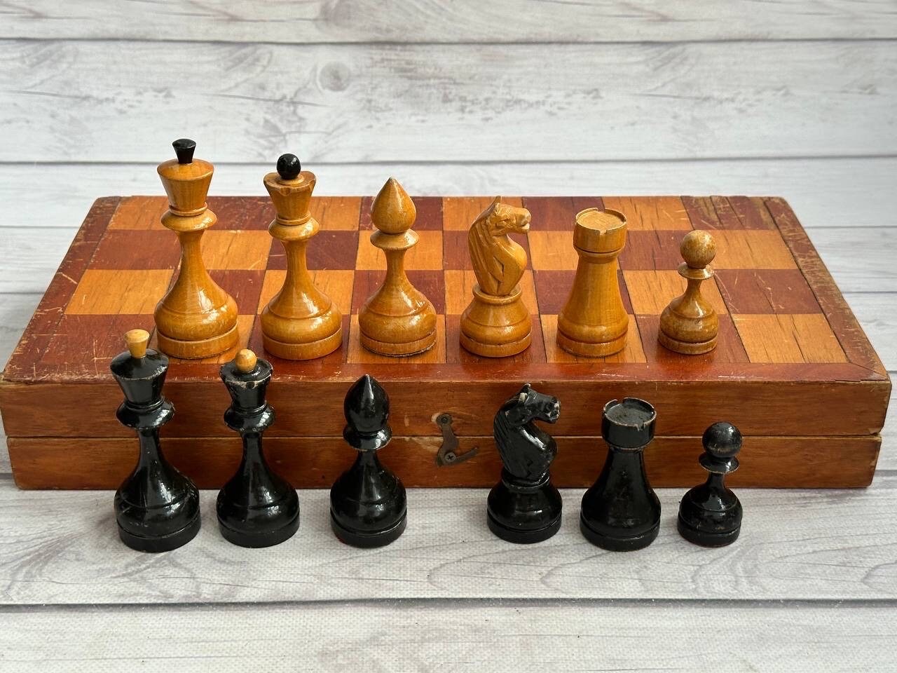 Soviet Chess Set Made of 60s Vintage Wood in Very Good Condition .great ...