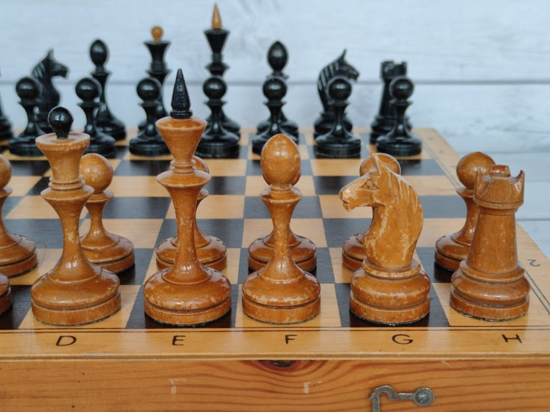 Soviet Chess Set Made of 50s Vintage Wood in Very Good | Etsy
