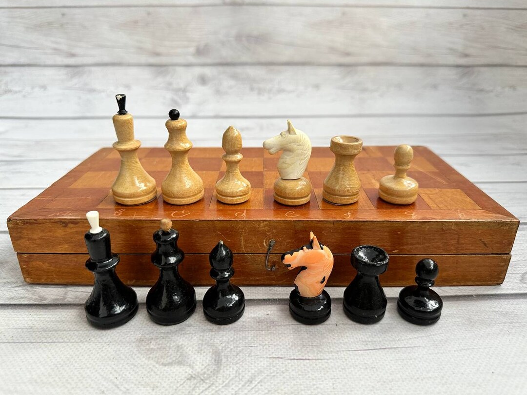 Wooden Chess Set 80s Vintage . Great Gifts for Chess Lovers and ...