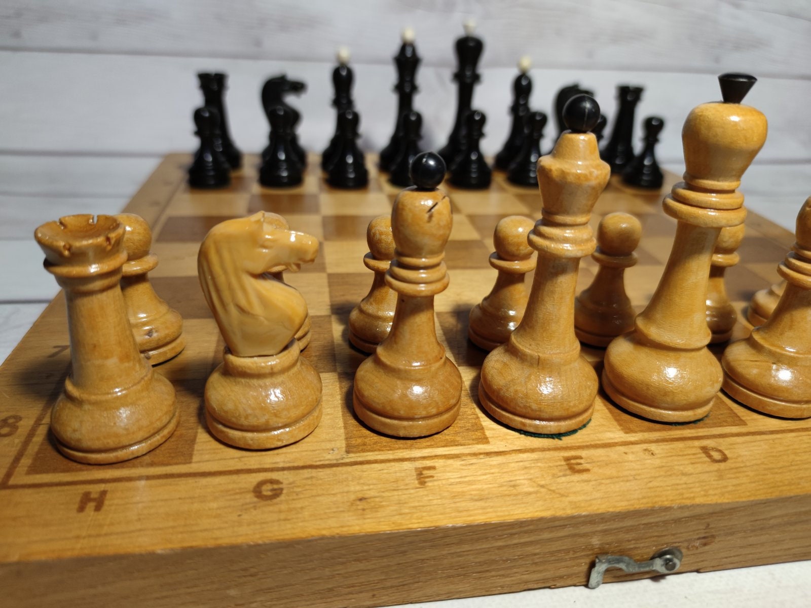 Soviet tournament chess set made of wood in good condition | Etsy