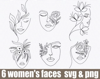 One Line Face Svg - Etsy
