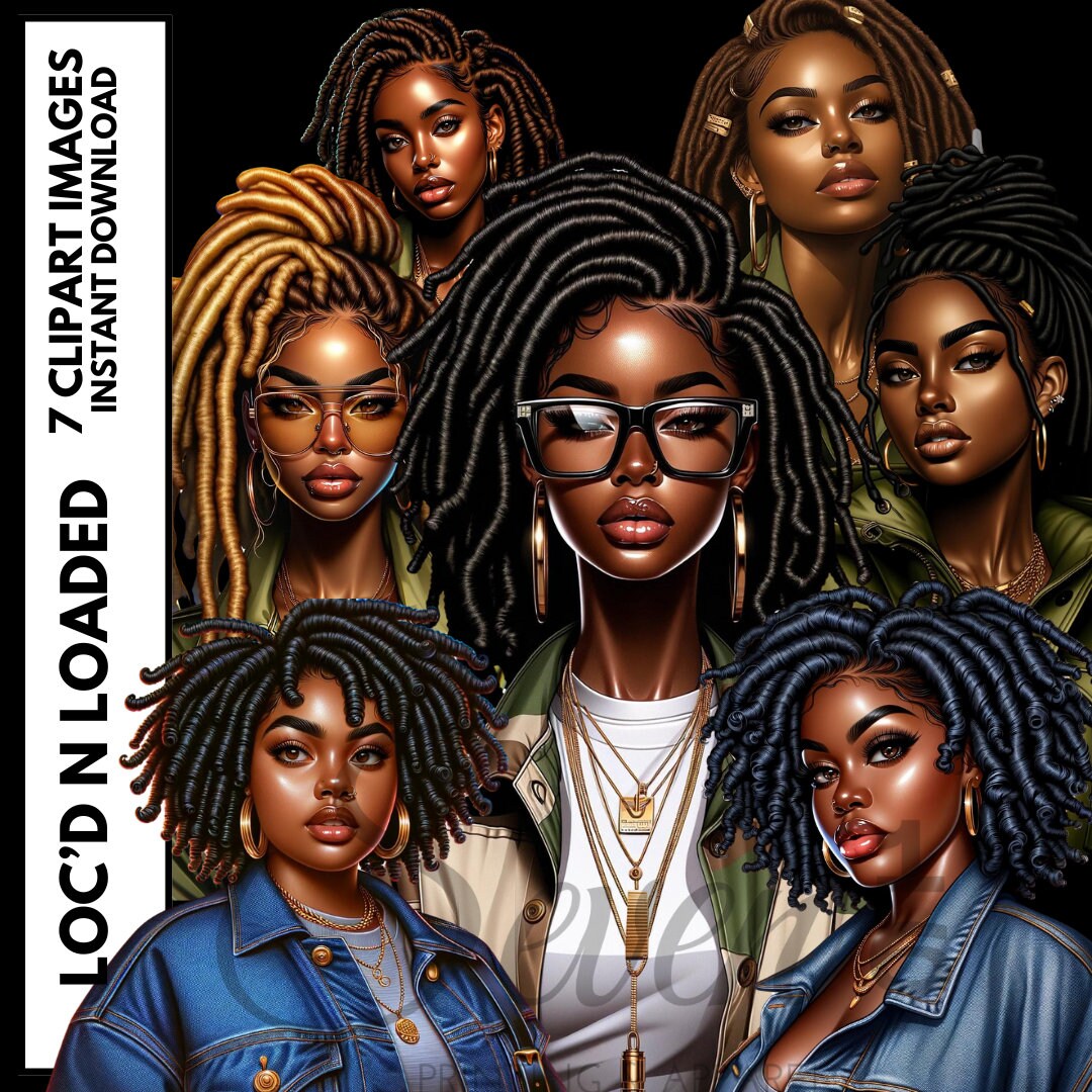 Loc Girl Clipart|locs|png - Etsy