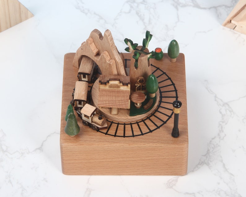 Custom Music Box Wooden Music Box Train Station Vintage - Etsy