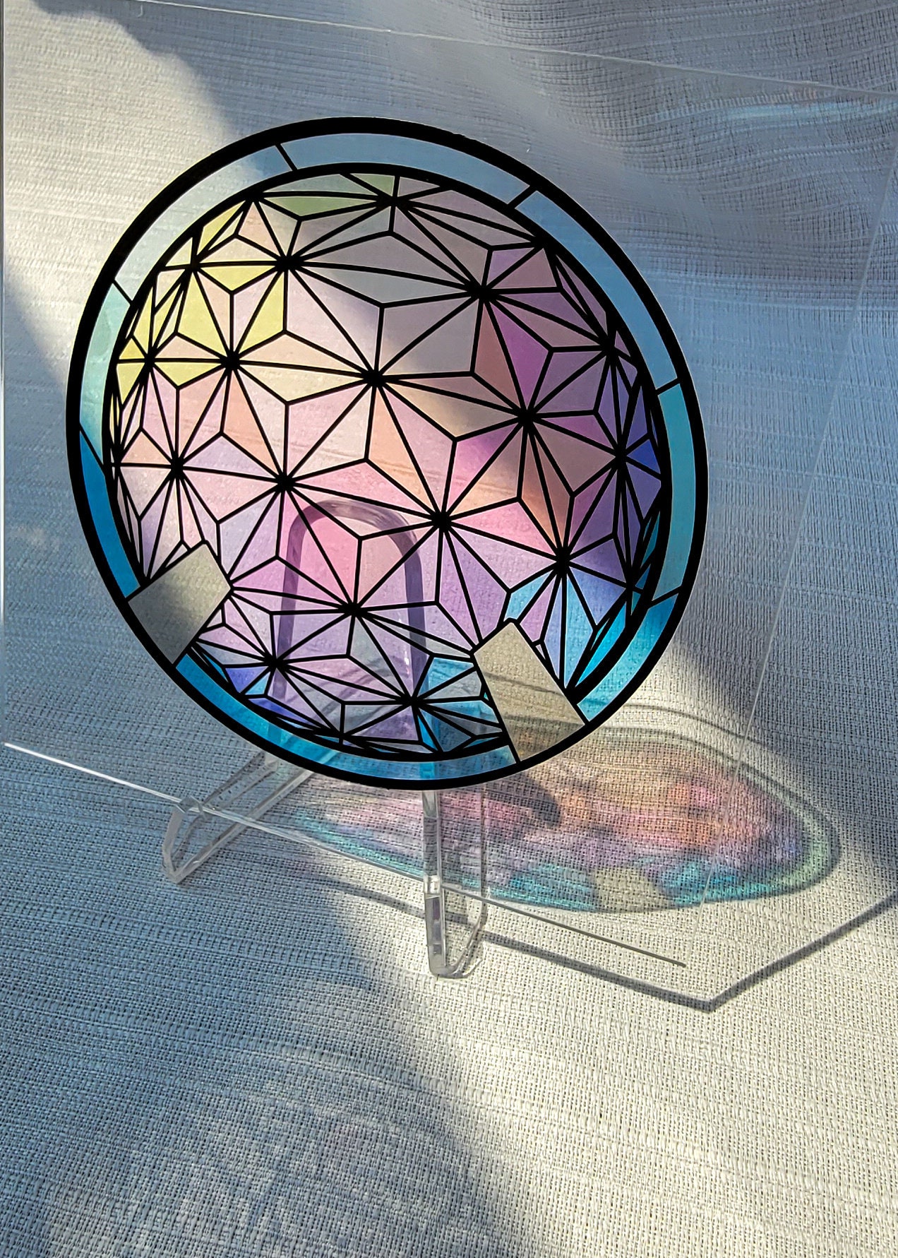 Daytime Globe Window Sticker | Geodesic Dome Faux Stained Glass Sticker ...