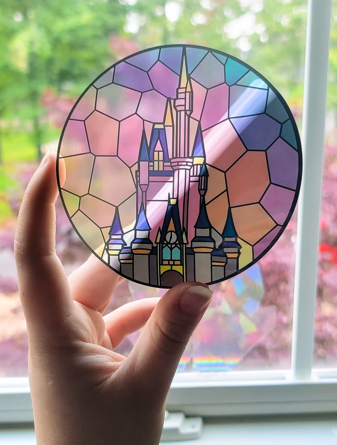 Faux Stained Glass Window Sticker, Kingdom Castle Sticker, Removable ...