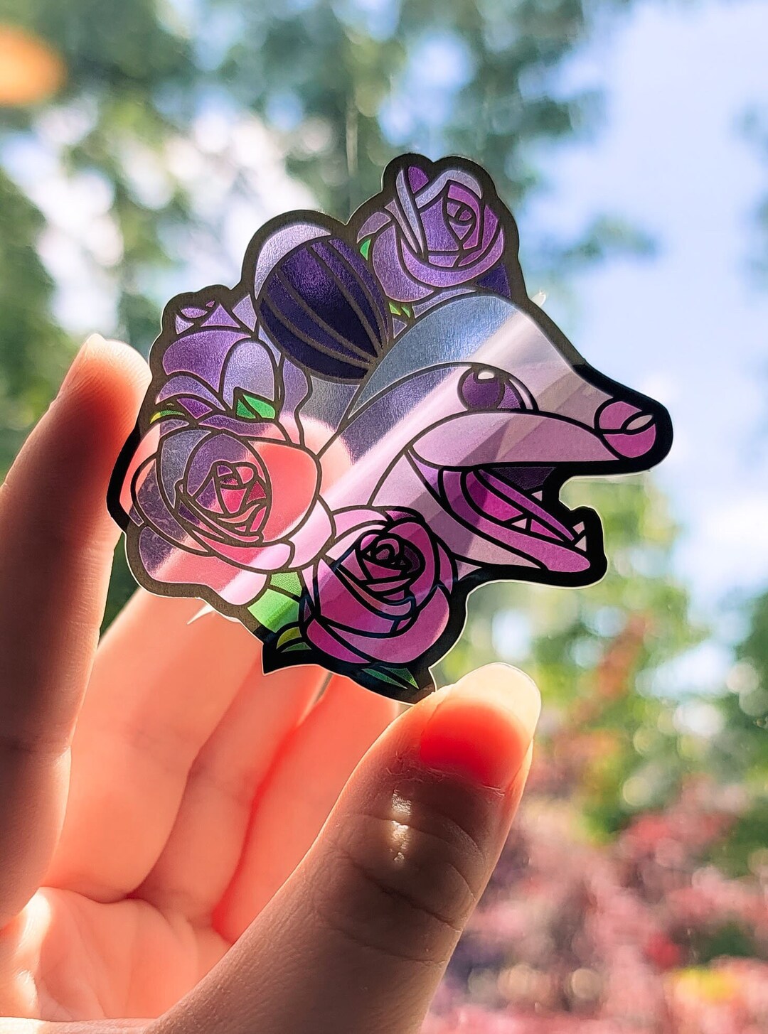 Opossum Sticker, Possum Decal, Faux Stained Glass Window Sticker ...