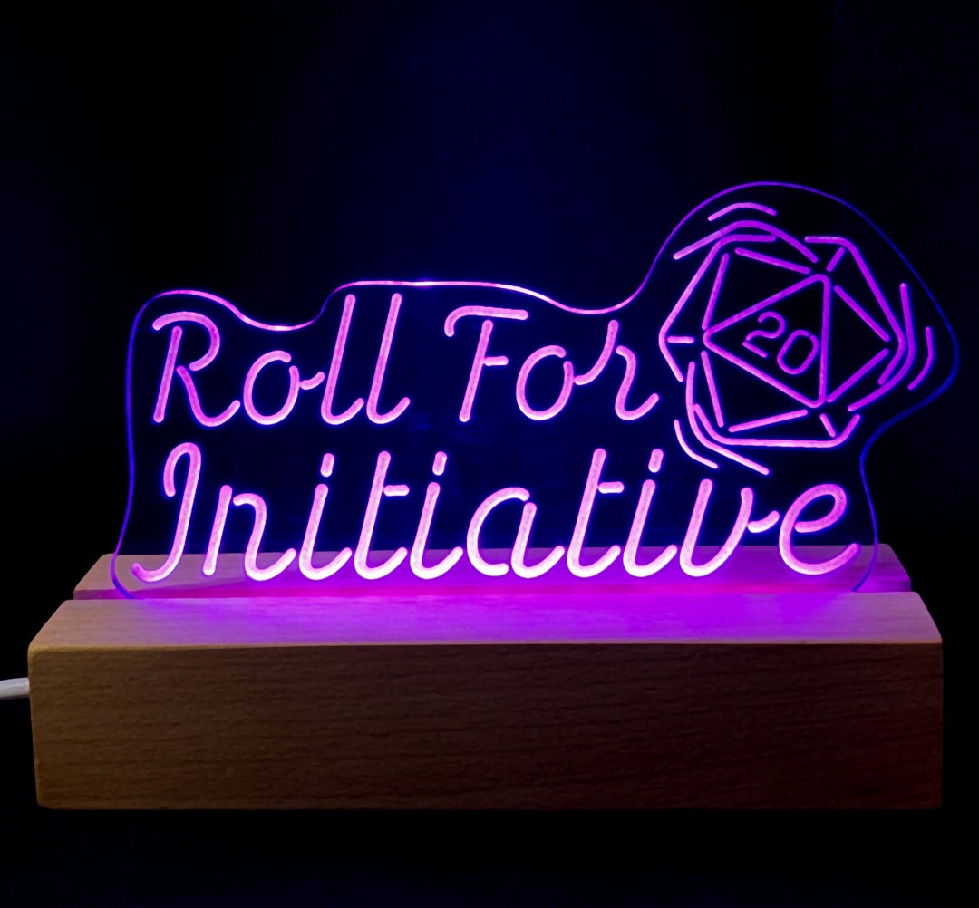 D20 Lamp, Dnd Dice, Roll for Initiative, LED Light, Laser Engraved ...