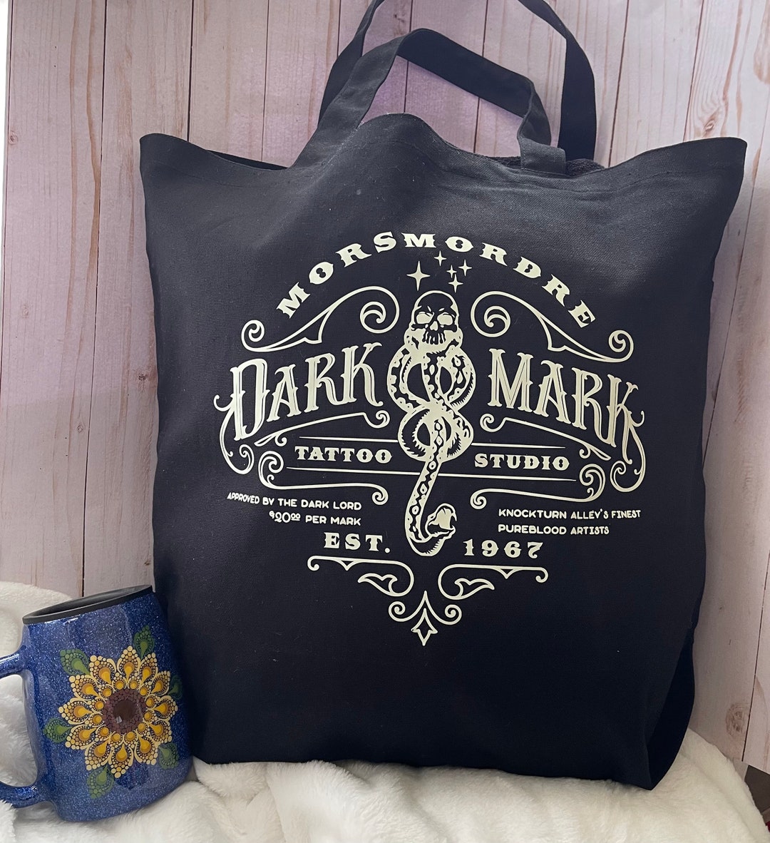 Dark Mark Tote Bag, Glow in the Dark Tote Bag, Dark Wizard Tote Bag ...