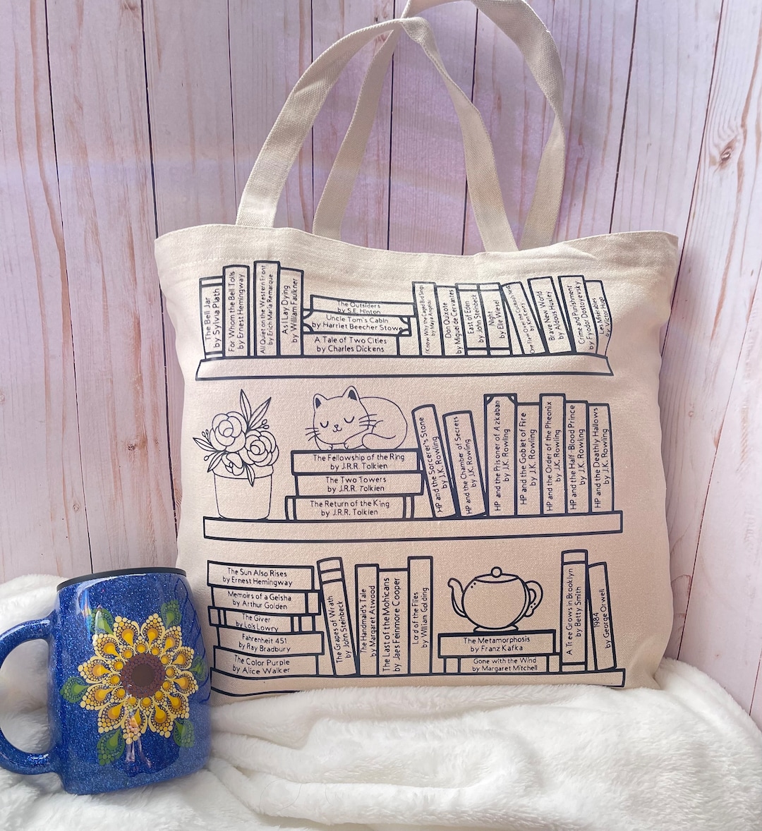 Classic Novels Book Tracker Tote Bag: Color-in Canvas Bookbag - Etsy