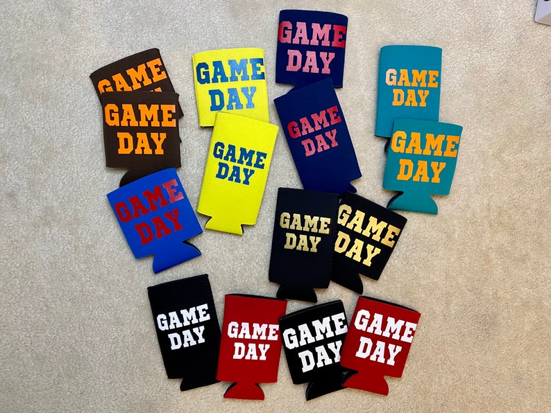 GAME DAY / Football Personalized Can Coolers - Etsy