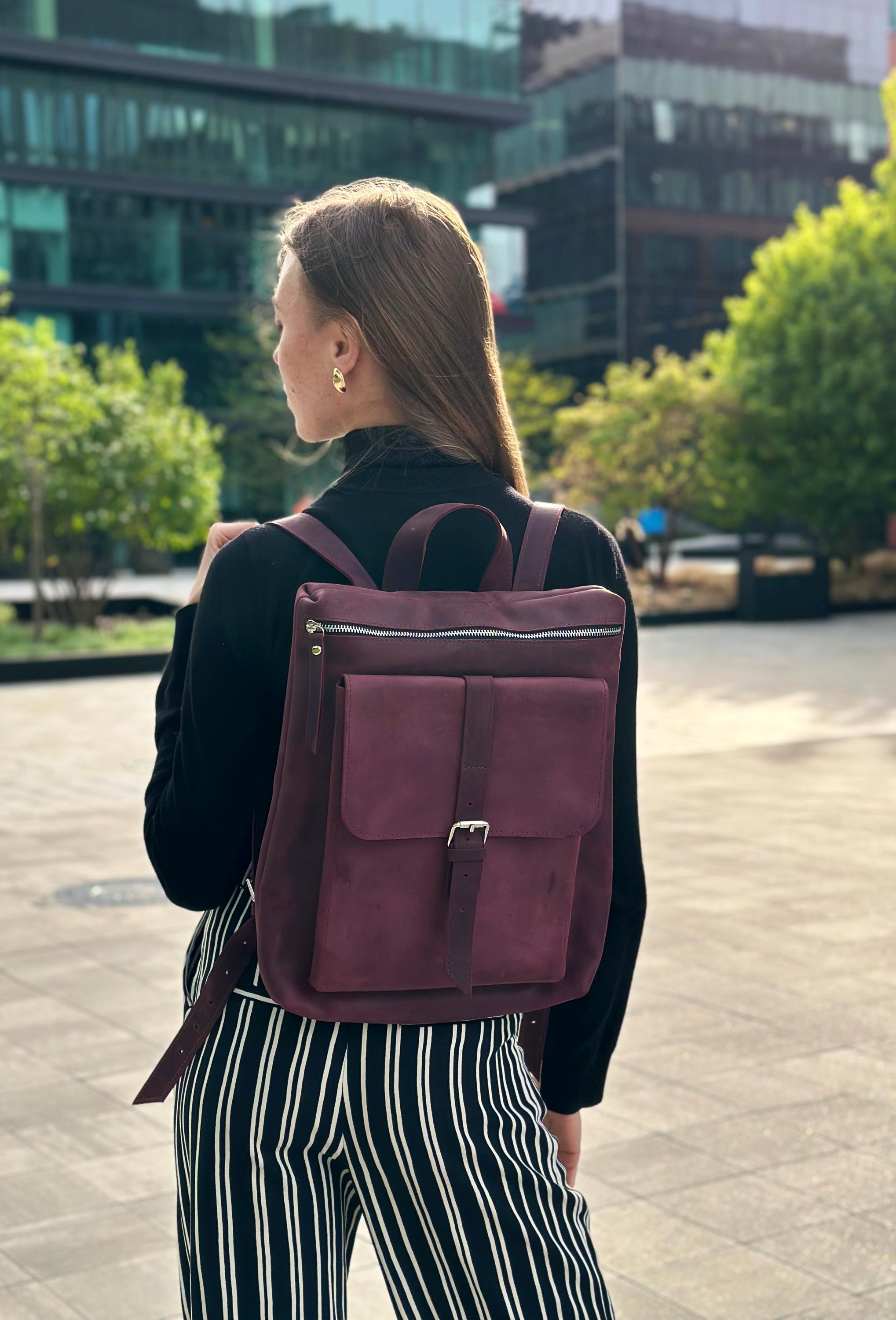 Wine Leather Backpack for Men, Vintage Leather Laptop Bag, Personalized ...