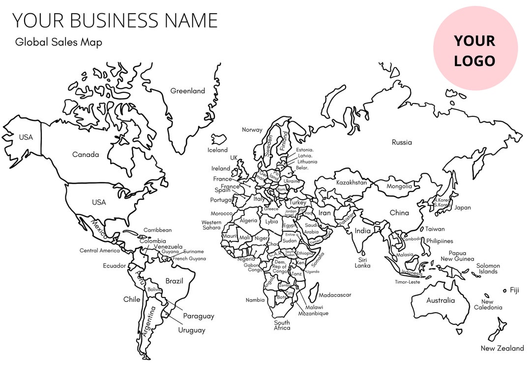 Canva Editable Global Sales Map, Business Sales Map, Shop Seller Map ...