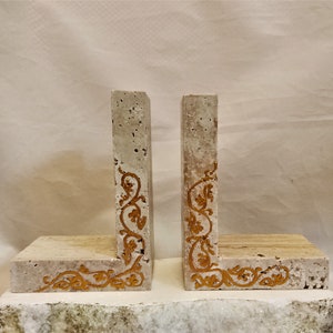 Hand Made Yellow Limestone Bookends – Hand Detailed Marble Book Stands ...