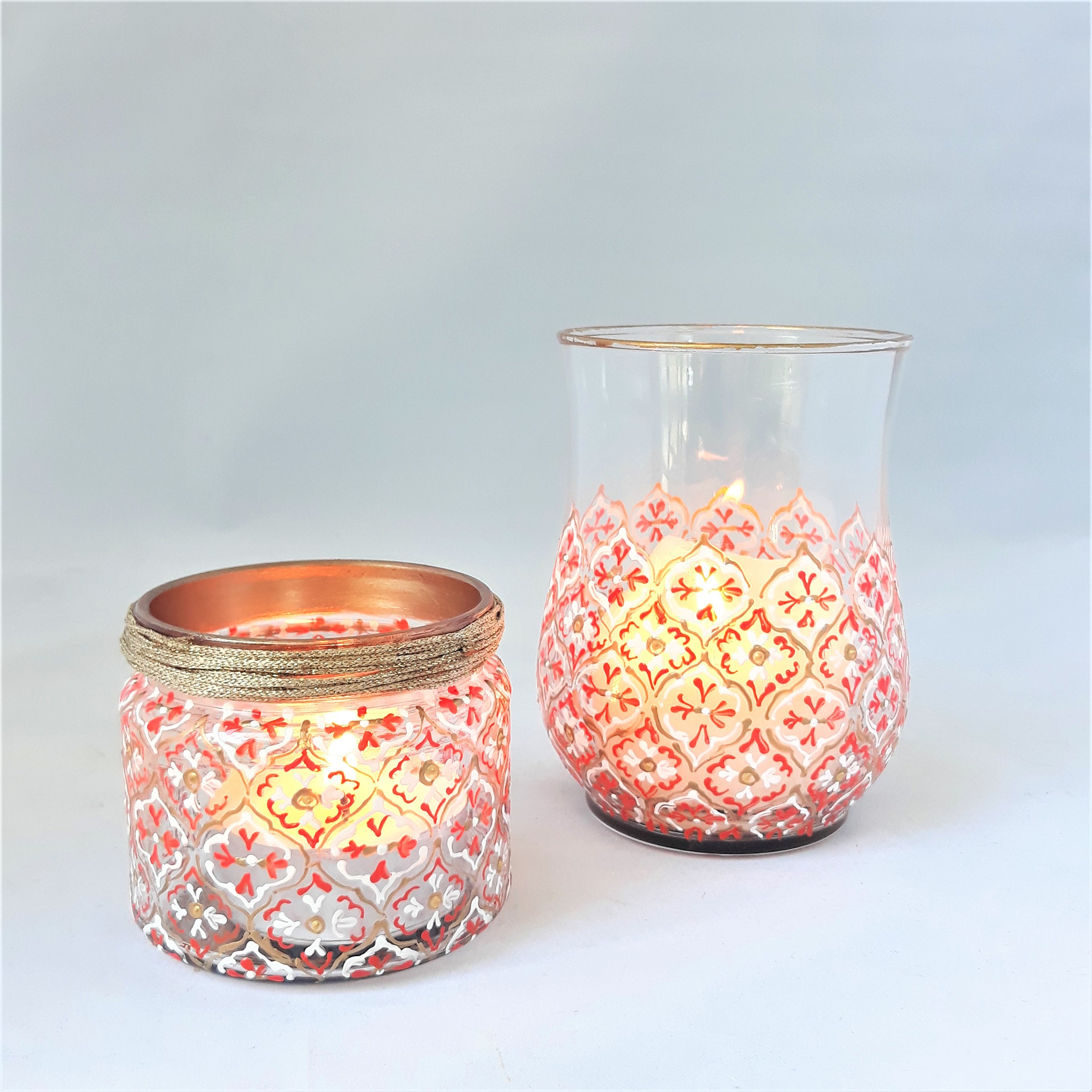 Orange Alhambra Candle Holder Glass Tealight Holder Hand | Etsy