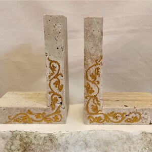 Hand Made Yellow Limestone Bookends – Hand Detailed Marble Book Stands ...