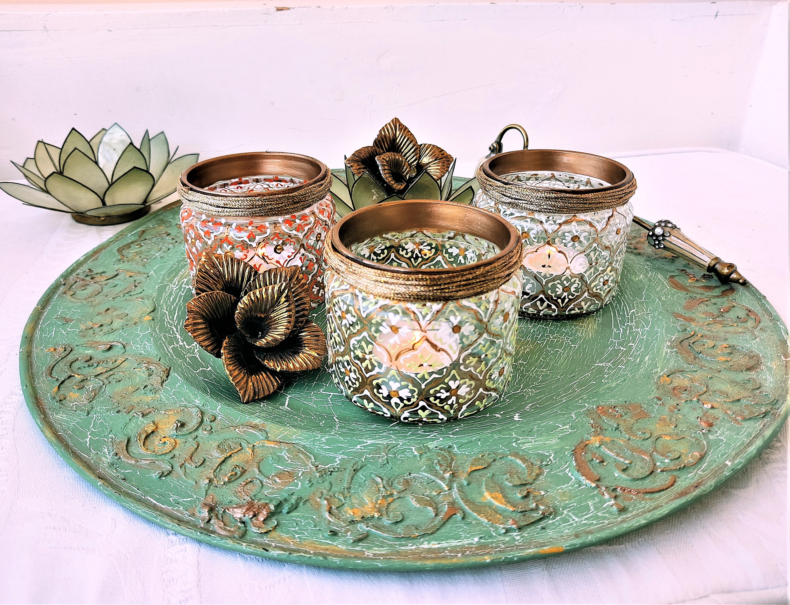 Orange Alhambra Candle Holder Glass Tealight Holder Hand | Etsy