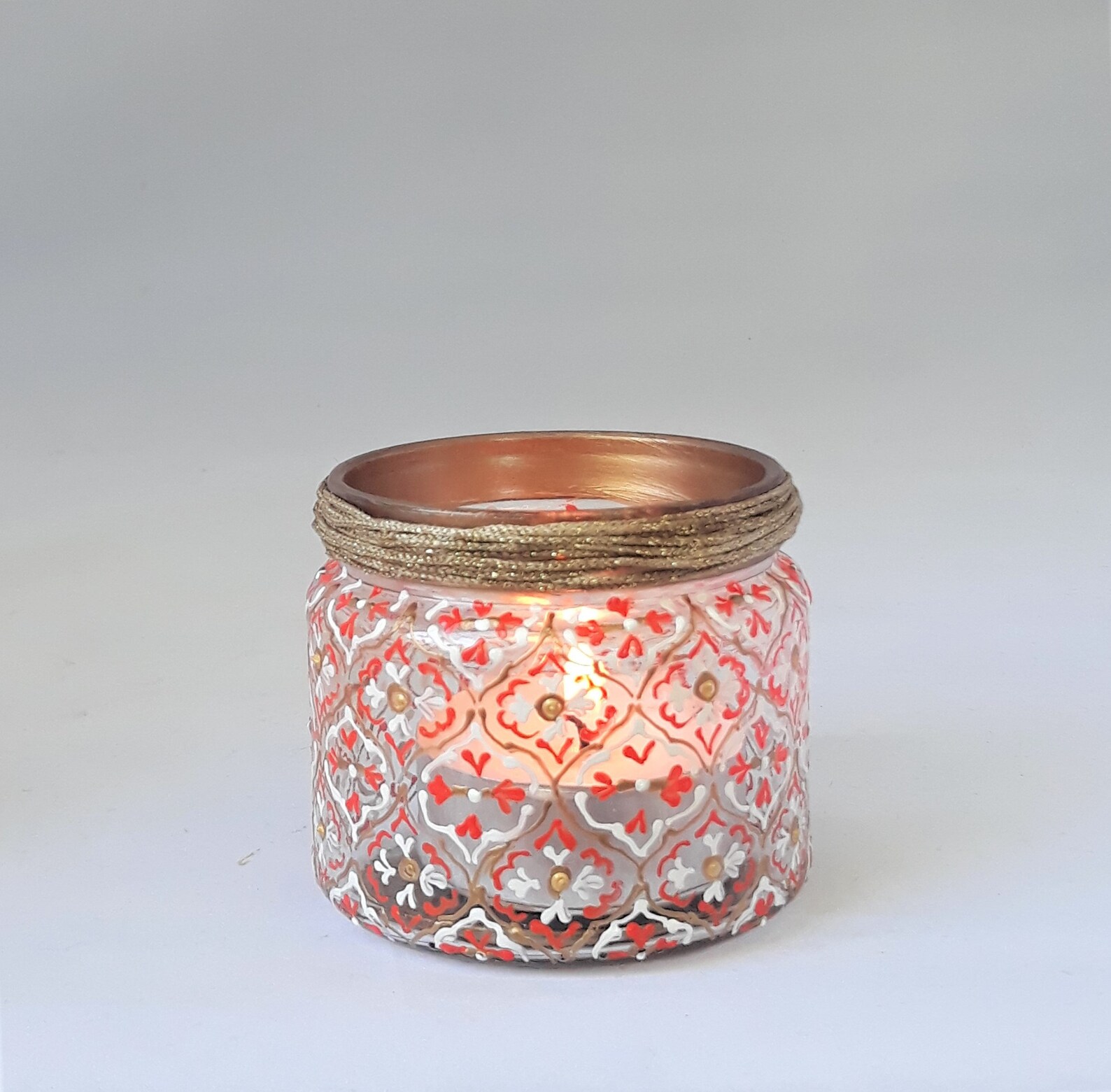 Orange Alhambra Candle Holder Glass Tealight Holder Hand | Etsy