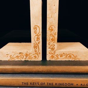 Hand Made Yellow Limestone Bookends – Hand Detailed Marble Book Stands ...
