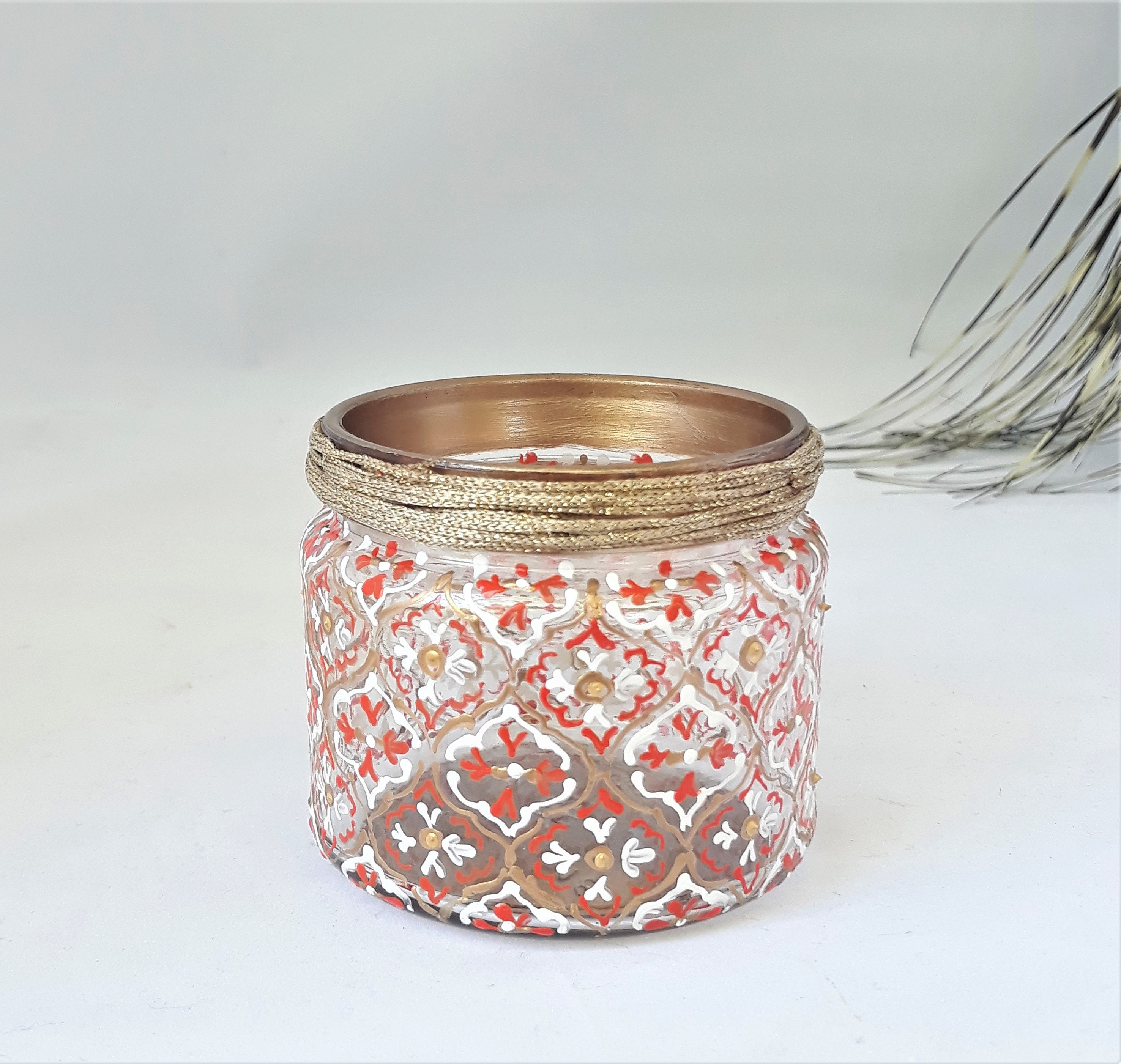 Orange Alhambra Candle Holder Glass Tealight Holder Hand | Etsy