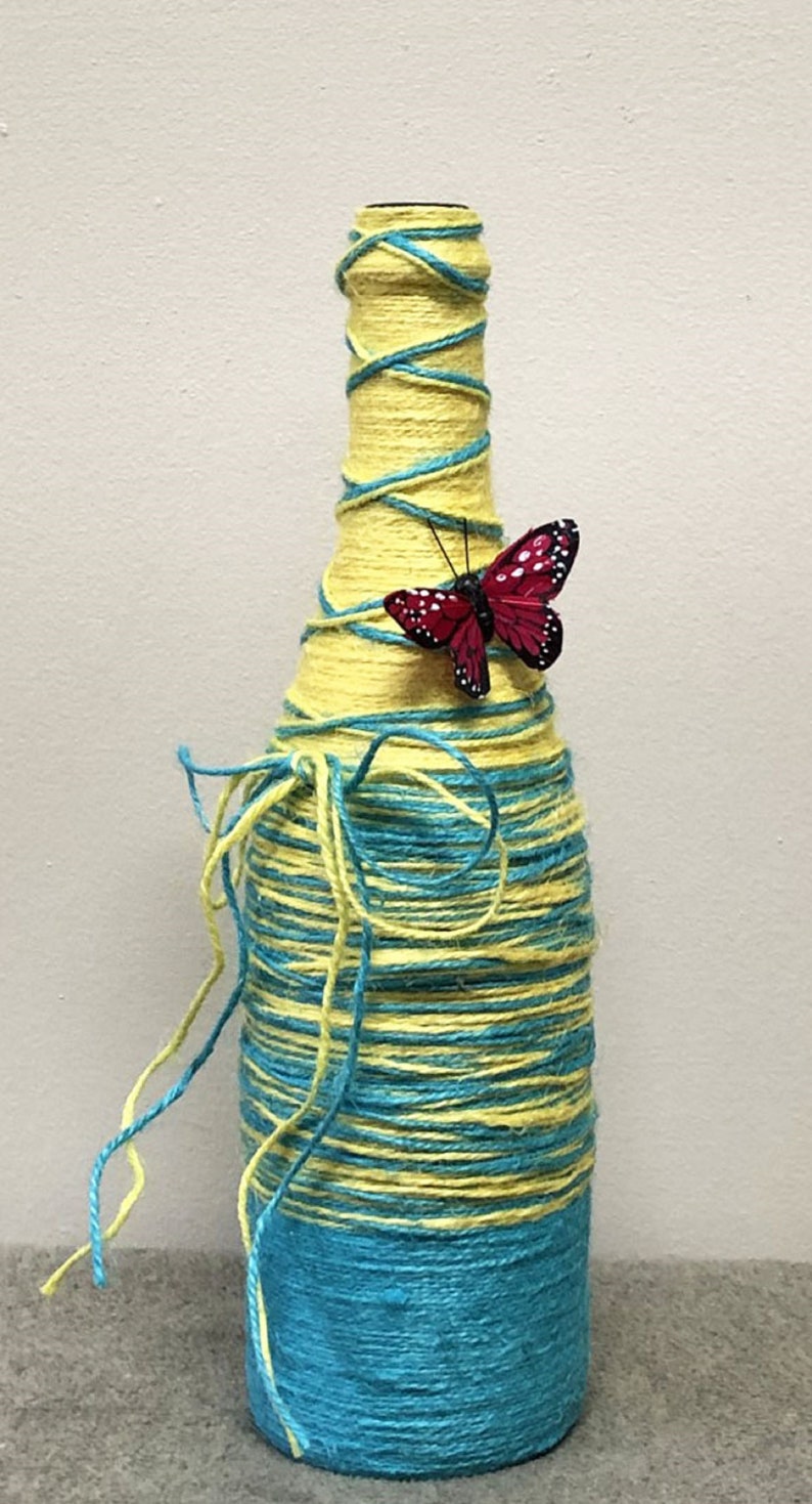Jute Wrapped and Decorated Wine Bottle Decor. Each Bottle Has | Etsy