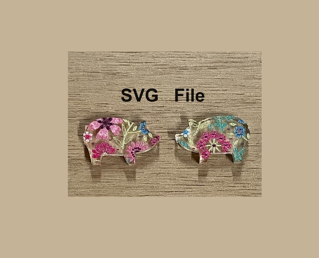 Pig SVG, Pig Stud Earring Laser File, Pig PNG, Earring Svg Laser ...