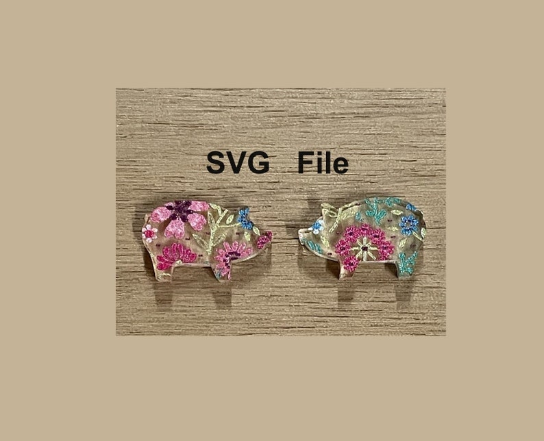 Pig Stud Earring SVG, Farm Animal PNG, Laser Cut File, Glowforge Files ...
