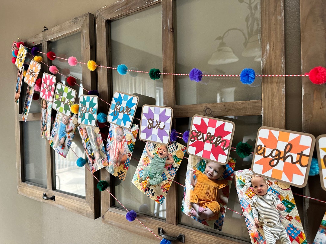 Milestone Banner, Banner Garland, Babys First Birthday Banner, Quilt ...