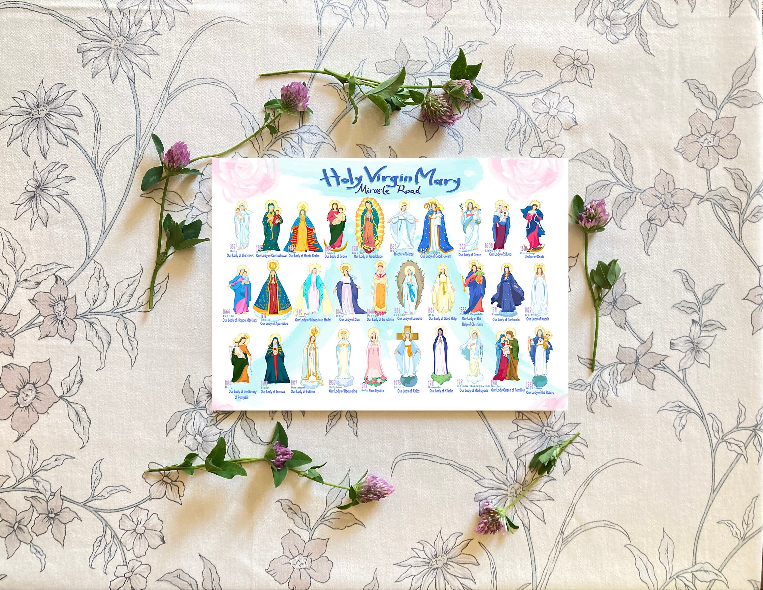 Virgin Mary Miracle Appearances, Digital Catholic Poster Wall Art, Our ...