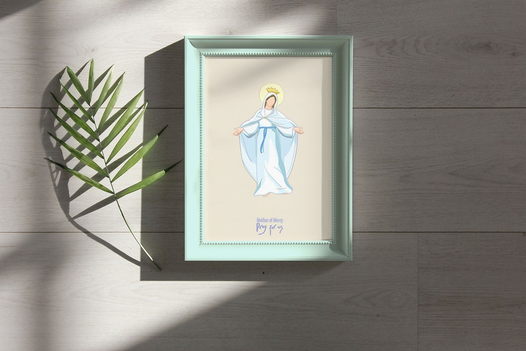 Our Lady Mother of Mercy Pray for Us. Christian Illustration Card ...