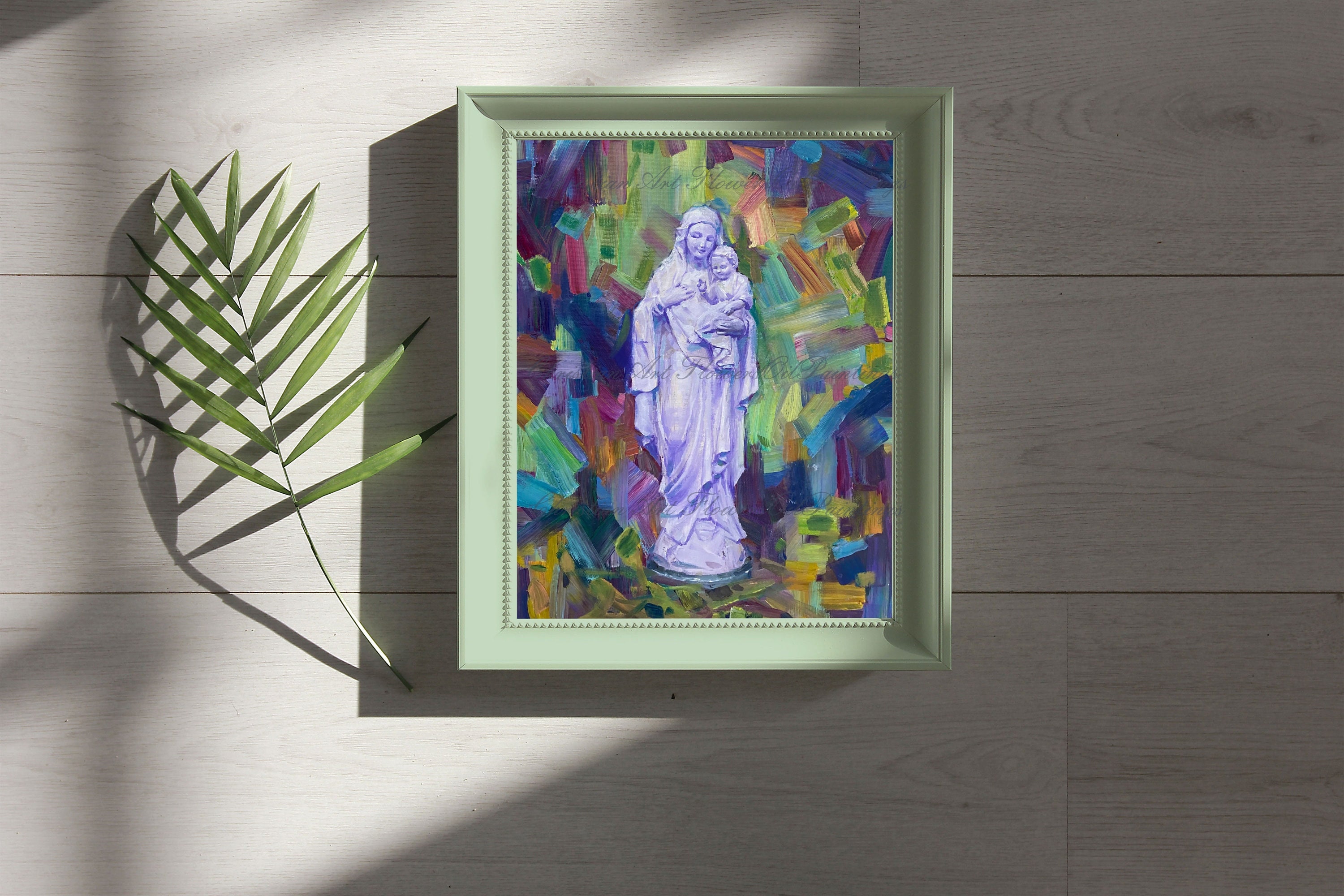 Our Lady With Jesus Oil Painting Modern Art Mother Mary - Etsy