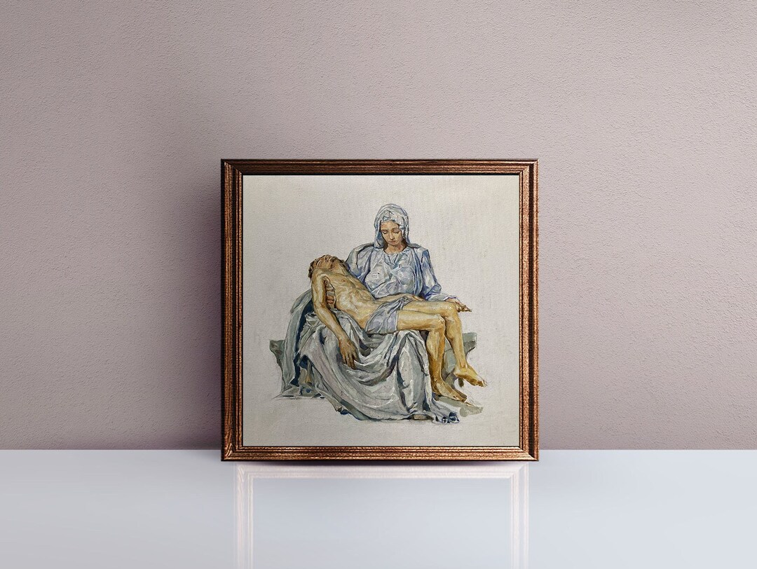 Jesus Art Work, Pietà Michelangelo Fine Art, Catholic Original Oil ...