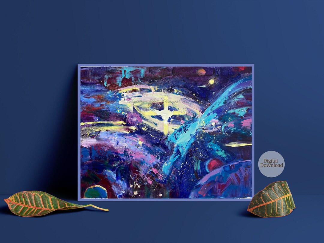 Modern Religious Art, Cross, Christian Poster, Universe Art, Christian ...