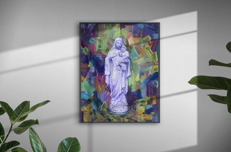 Our Lady With Jesus Oil Painting Modern Art Mother Mary - Etsy
