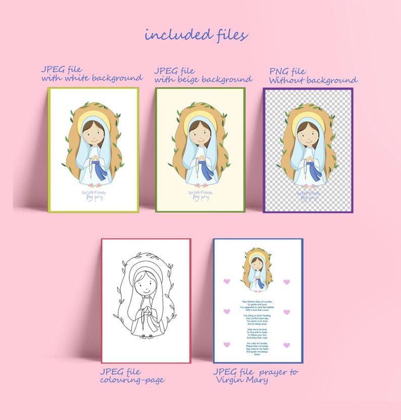 Beautiful Our Lady of Lourdes Digital Illustration for Kids – Includes ...