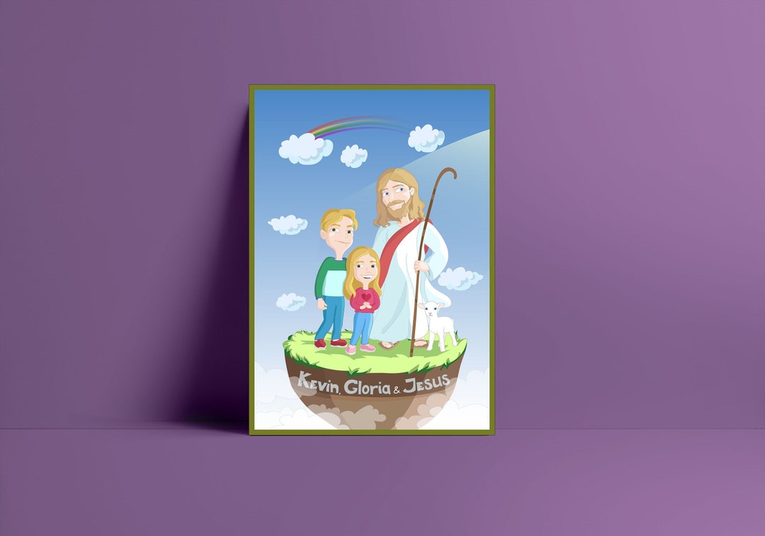 First Communion Gift. Christian Kids Poster. 2 Person Portrait With ...
